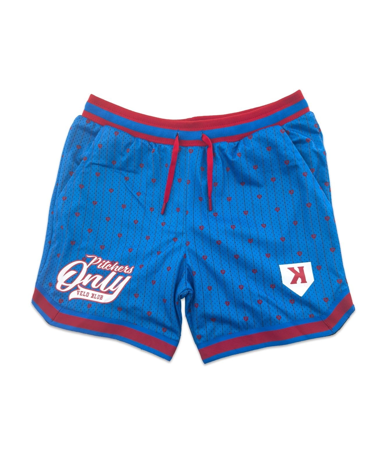 Pitchers Only Mesh Pinstripe Shorts - Blue/Red